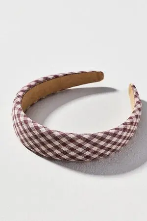 Anthropologie Plaid Puffy Headband Brown
