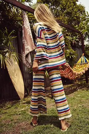 Free People Striped Knit Sweater Set - Rainbow Combo