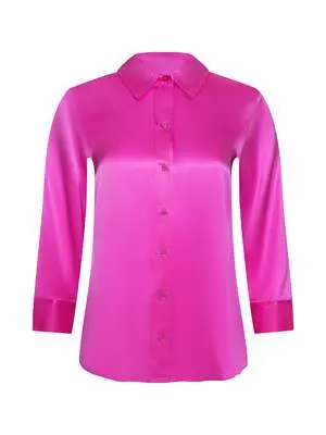 L'Agence Dani Silk Blouse Top - Fuchsia