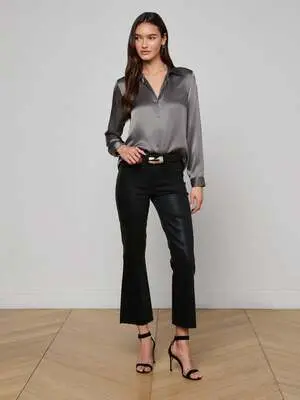 L'Agence Tyler Silk Blouse - Medium Grey