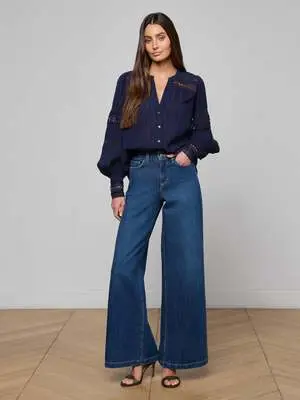 L'Agence Kiera Blouse Top - Navy