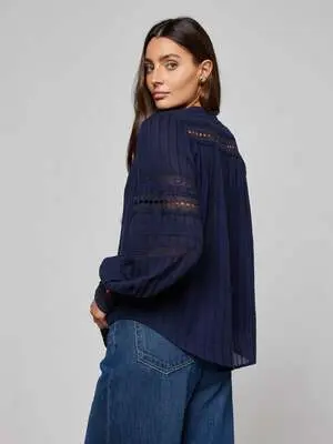 L'Agence Kiera Blouse Top - Navy