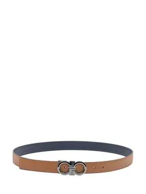 FERRAGAMO Iconic Buckle Leather Belt - Brown