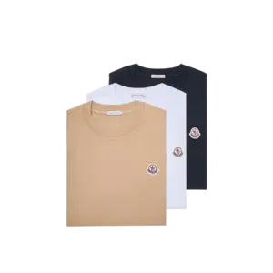 Moncler Moncler Logo Patch Cotton T-shirt (pack Of Three) Multicolour