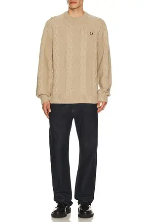 Fred Perry Chunky Cable Knit Jumper - Warm Oat