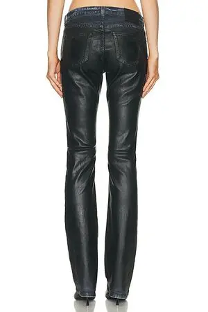 Acne Studios Stretch Charcoal Leather Trousers