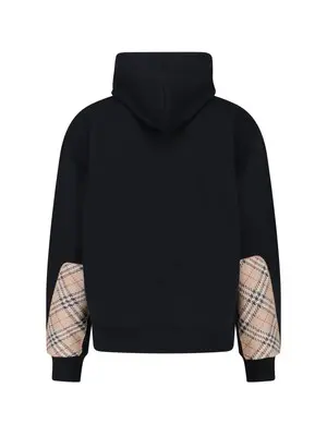 Burberry Hoodie With Check Patch - Black