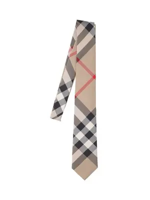Burberry Tartan Pattern Standard Neck Tie - Beige