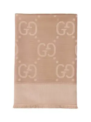 Gucci Logo Wool And Silk Shawl - Brown