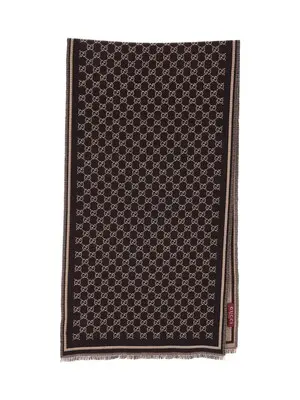 Gucci Wool Scarf "gg" Brown