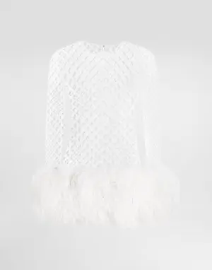 Dolce & Gabbana Mini Mesh Dress With Sequins - White
