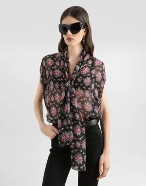 Dolce & Gabbana Flower Bouquet-print Chiffon Top