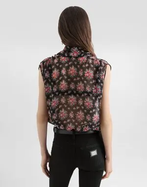 Dolce & Gabbana Flower Bouquet-print Chiffon Top