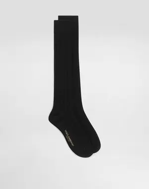 Dolce & Gabbana Ribbed Calf Length Socks - Black