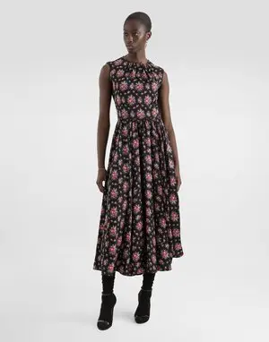 Dolce & Gabbana Small Flower Bouquets-print Charmeuse Dress - Multicolor