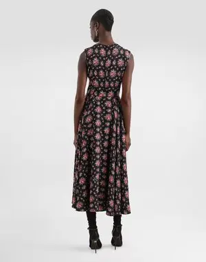 Dolce & Gabbana Small Flower Bouquets-print Charmeuse Dress - Multicolor
