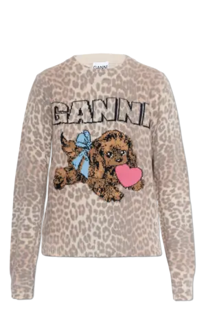 GANNI Animal Motif Sweater - Brown