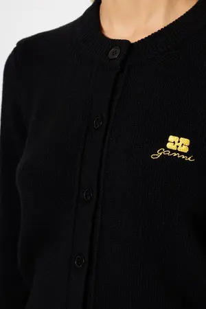 GANNI Cardigan With Embroidered Logo
