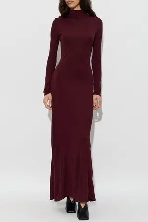 Alaïa Maxi Dress With Long Sleeves - Burgundy