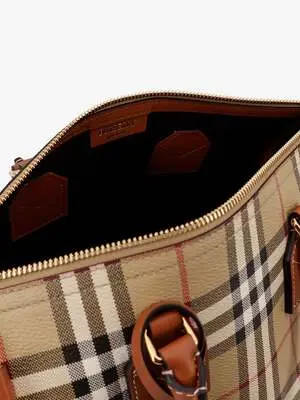 Burberry Coated Canvas Handbag With Check Pattern