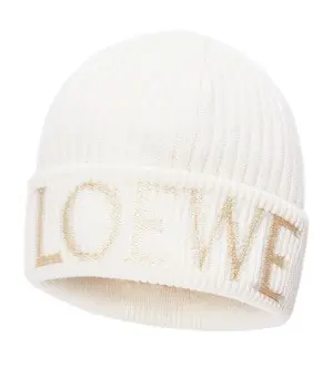 Loewe Wool Logo Beanie - White