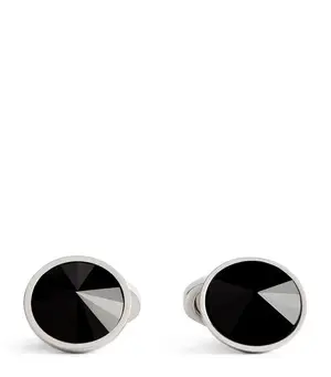 BABETTE WASSERMAN LONDON Rhodium-plated Embellished Galileo Cufflinks - Black