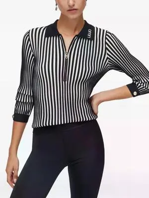 Liu Jo Half-zip Ribbed Top - Black