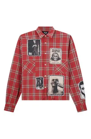 ROLLING LOUD Anarchy Plaid Cotton Flannel Button-up Shirt Jacket
