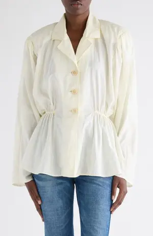 Chloé Puff Shoulder Peplum Shirt - Coconut Milk