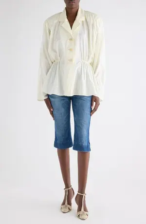 Chloé Puff Shoulder Peplum Shirt - Coconut Milk
