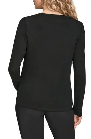 Donna Karan New York Sequin Cowl Neck Top - Black