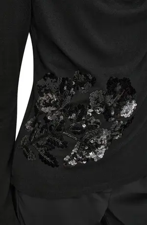 Donna Karan New York Sequin Cowl Neck Top - Black