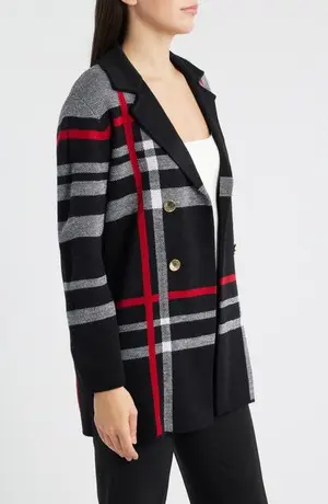 KASPER Plaid Coatigan