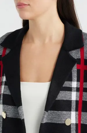 KASPER Plaid Coatigan
