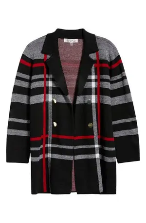 KASPER Plaid Coatigan
