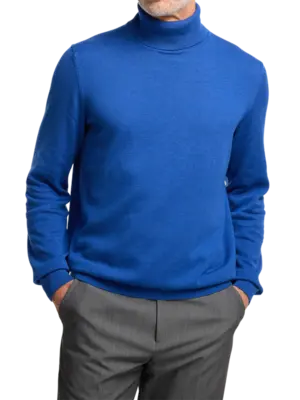PAUL FREDRICK Supima Cotton Turtleneck - Blue