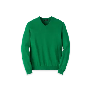PAUL FREDRICK Supima Cotton V-neck Sweater - Green