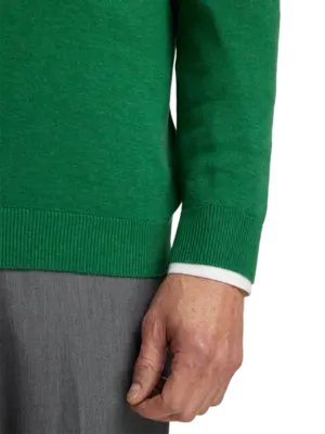 PAUL FREDRICK Supima Cotton V-neck Sweater - Green