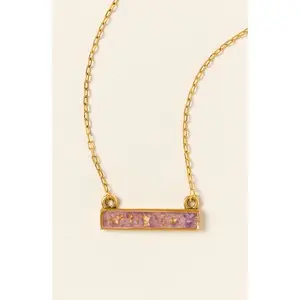 UNCOMMON GOODS Gold Vermeil Birthstone Pendant Necklace - February - Amethyst