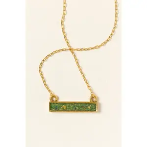 UNCOMMON GOODS Gold Vermeil Birthstone Pendant Necklace - May - Emerald
