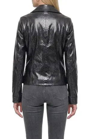 Gorski Genuine Metis Suede Python Printed Moto Zip Jacket
