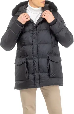 Gorski Apres-ski Jacket With Detachable Genuine Shearling Hood Trim - Black/black