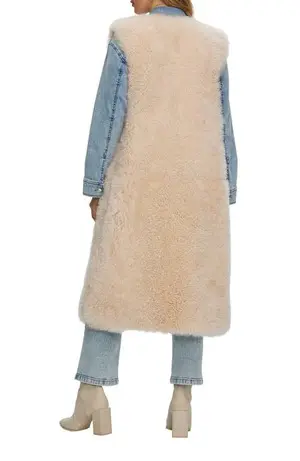 Gorski Genuine Shearling Collarless Long Vest