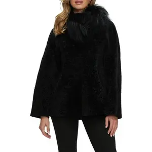 Gorski Reversible Genuine Shearling Jacket With Genuine Shearling Collar - Black
