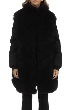 Gorski Shearling Diagonal Stroller With Cashmere Back And Sleeves - Black/black