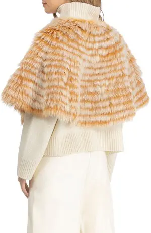 Gorski Genuine Shearling Layered Capelet - Orange Brisa