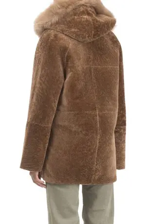 Gorski Reversible Textured Genuine Shearling Parka With Genuine Shearling Trim