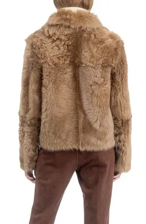 Gorski Genuine Shearling Reversible Jacket - Dark Camel