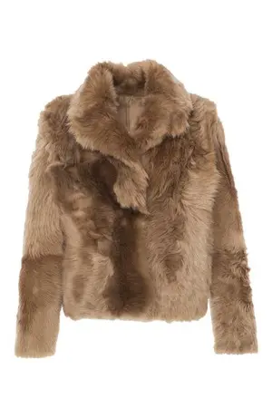 Gorski Genuine Shearling Reversible Jacket - Dark Camel