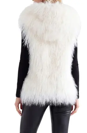 Gorski Reversible Shearling Vest With Cashmere And Wool Back - White/black